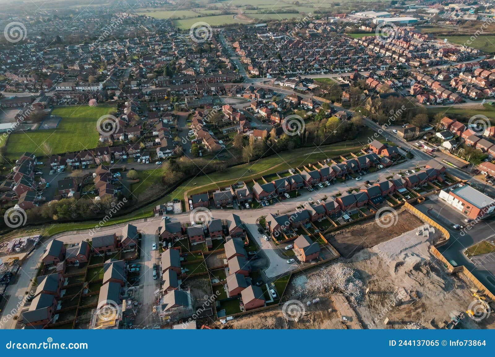 Aerial View of a New Housing Development Being Built in the UK Stock ...