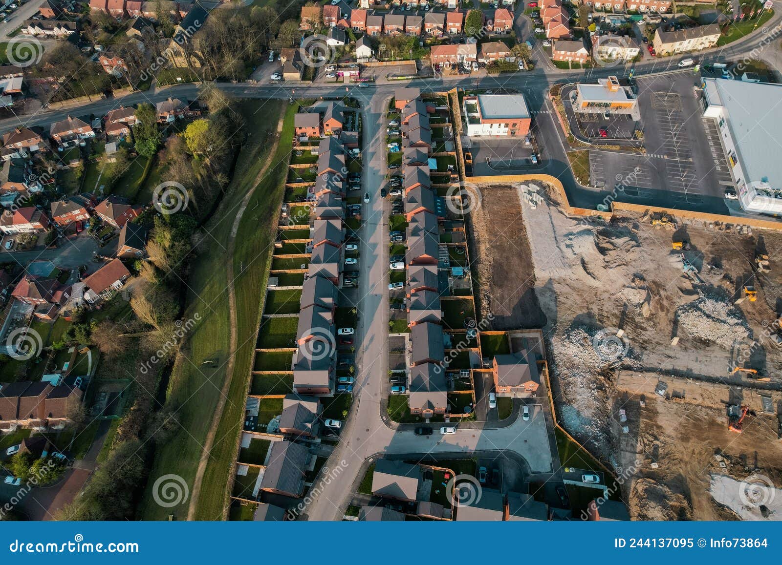 Aerial View of a New Housing Development Being Built in the UK Stock ...