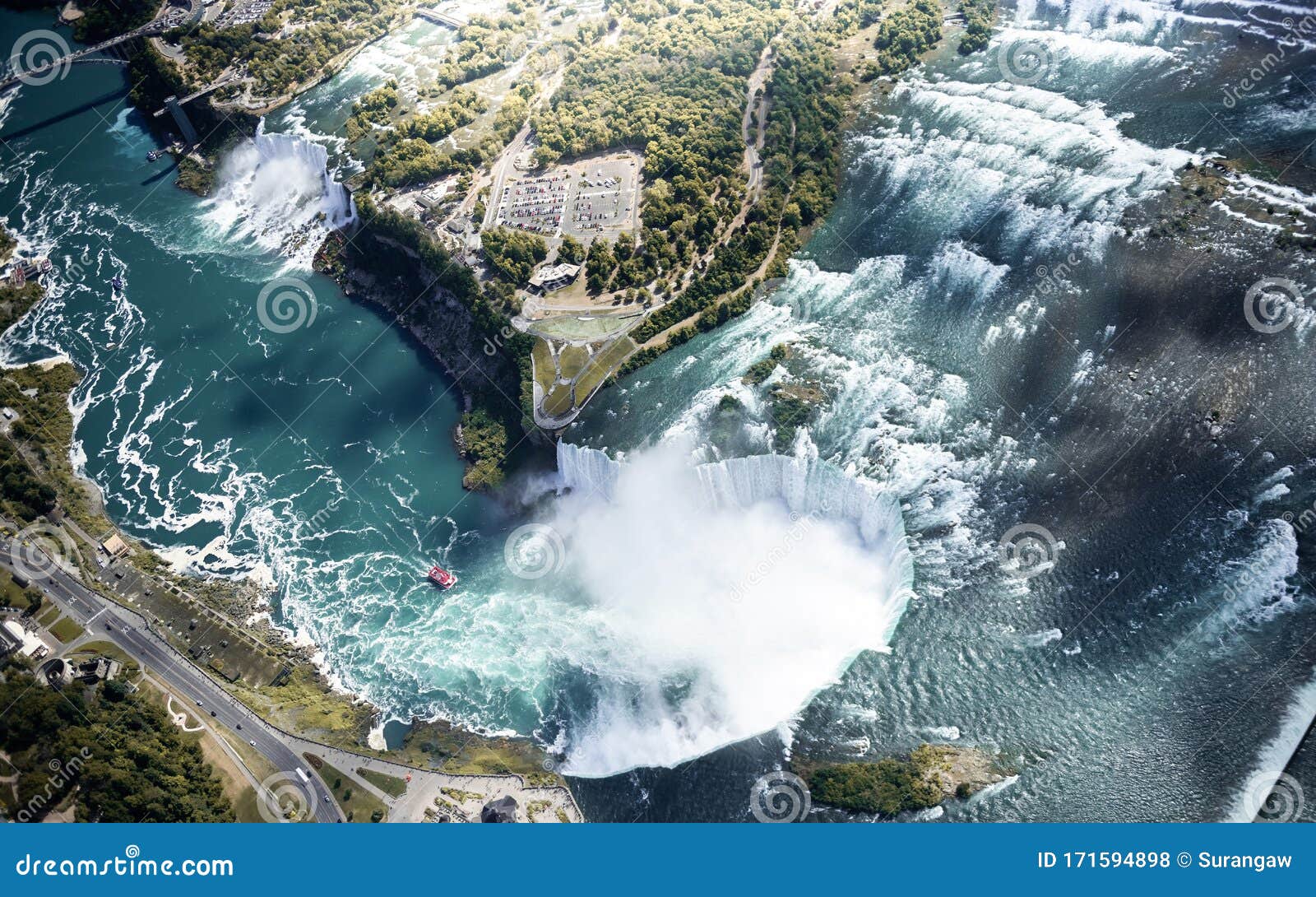 Niagara Waterfall from Above,Aerial View of Niagara Waterfall. Stock ...