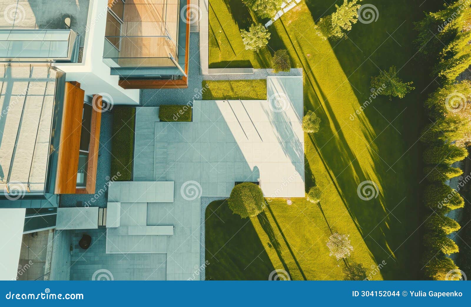An Aerial View of a Nice Modern House Stock Photo - Image of garden ...