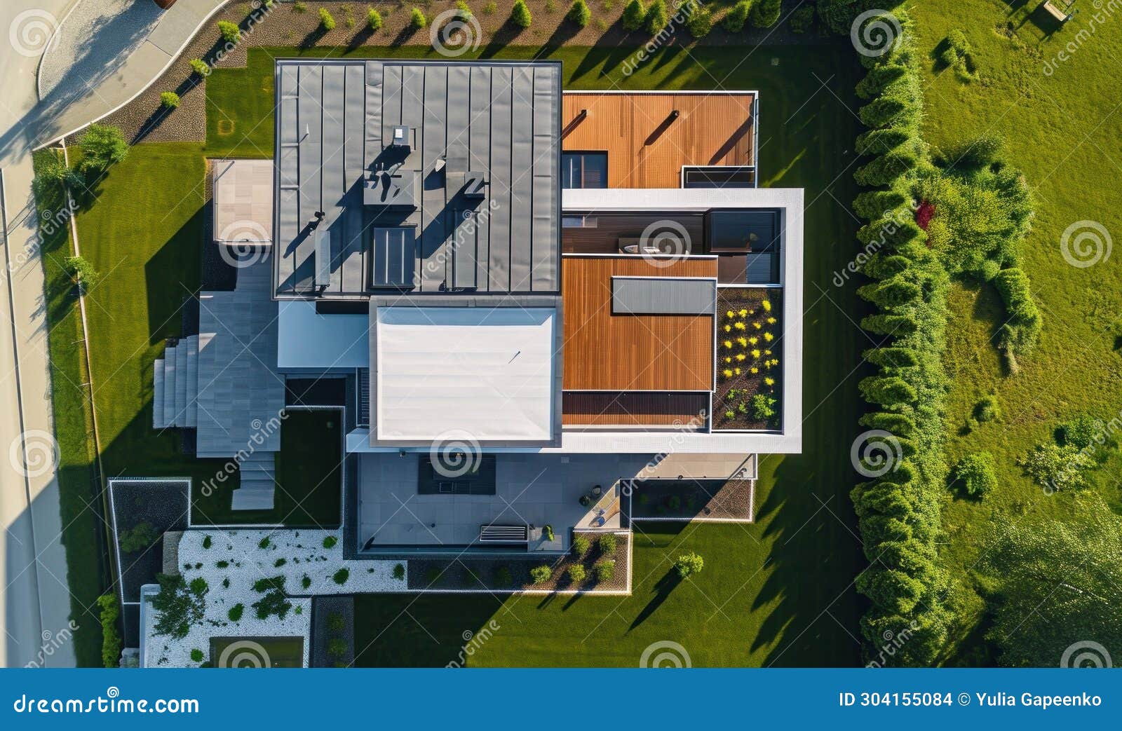 An Aerial View of a Nice Modern House Stock Photo - Image of country ...