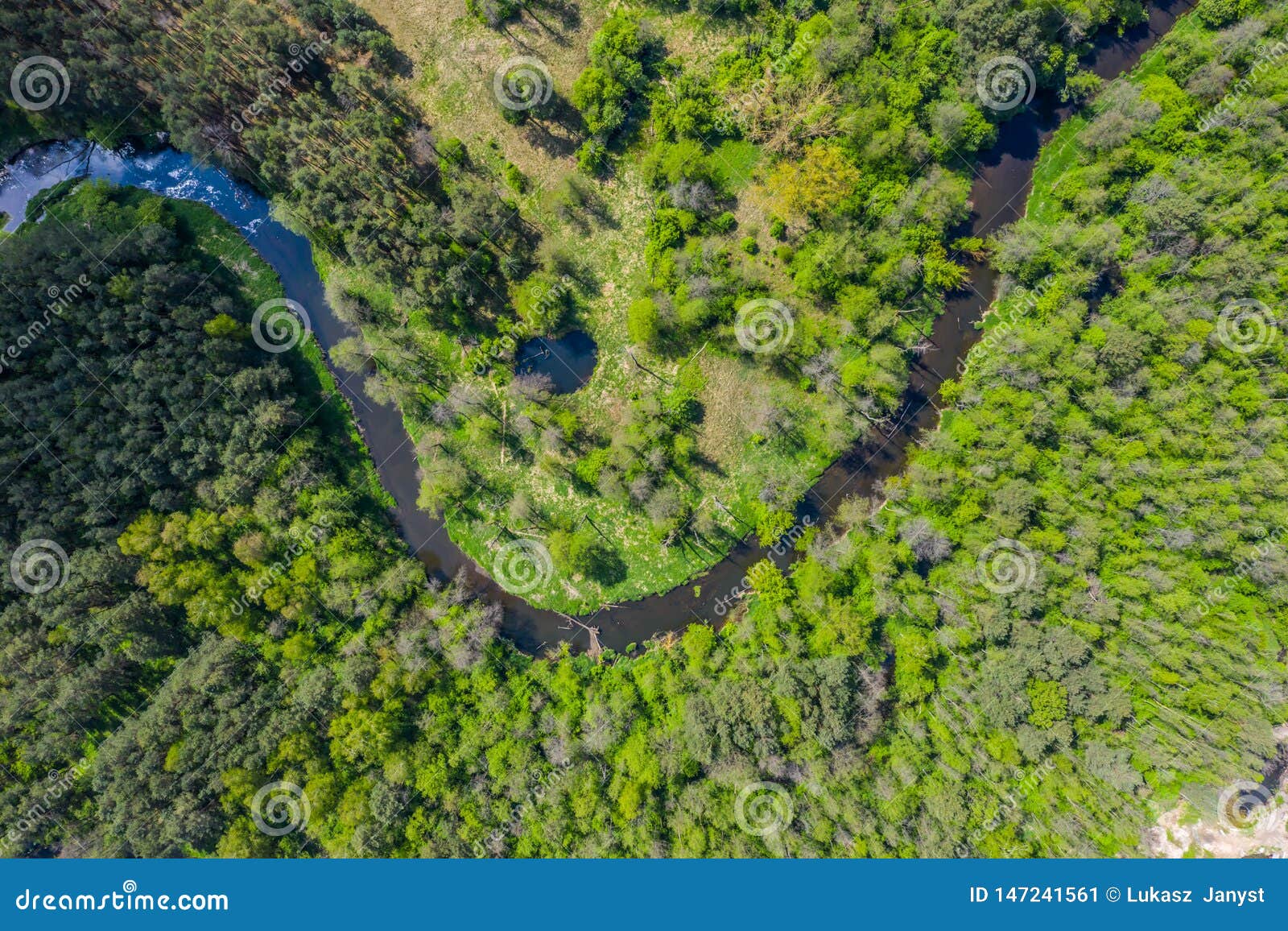 Aerial View of Nida River in Poland. Natural Bends Stock Image - Image ...