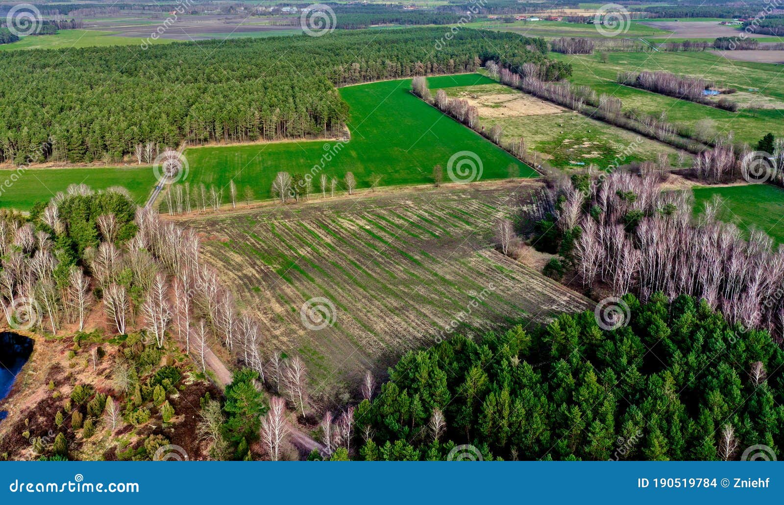 Aerial View of the North German Cultural Landscape with Forests ...