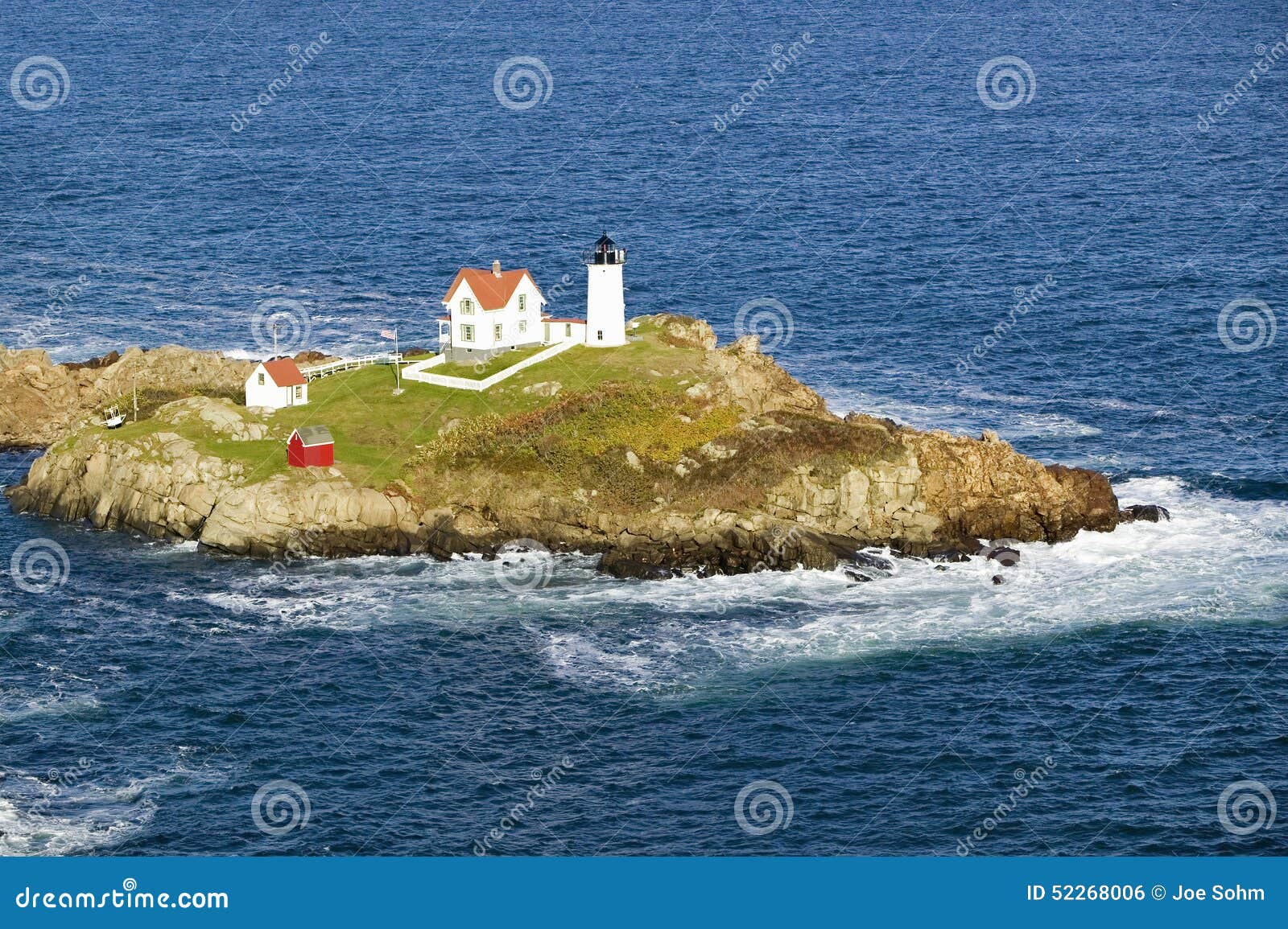 Aerial View of Nubble Lighthouse, Cape Neddick, Maine Stock Photo ...