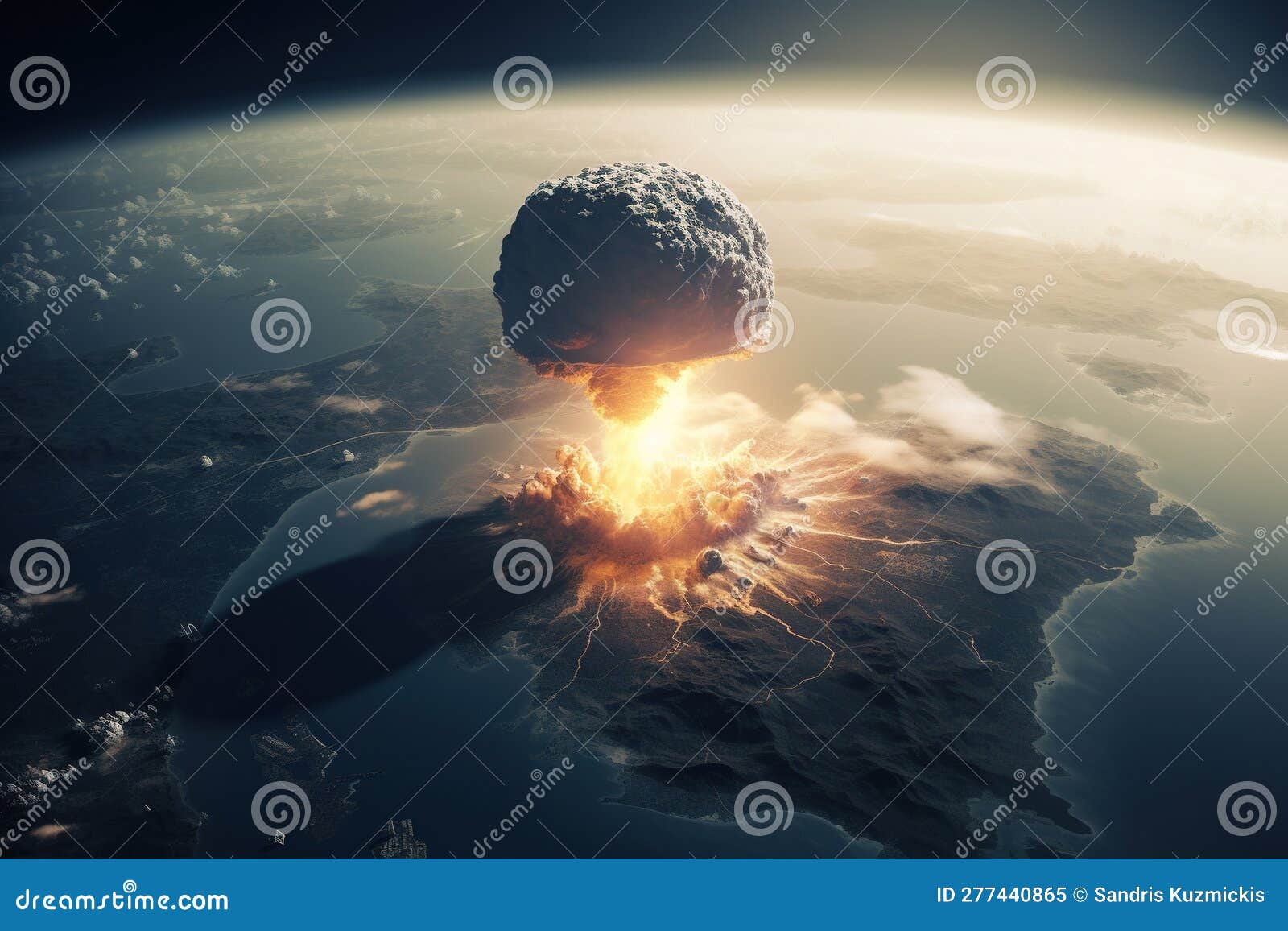 Aerial View of Nuclear Explosion. Generative AI Stock Illustration ...