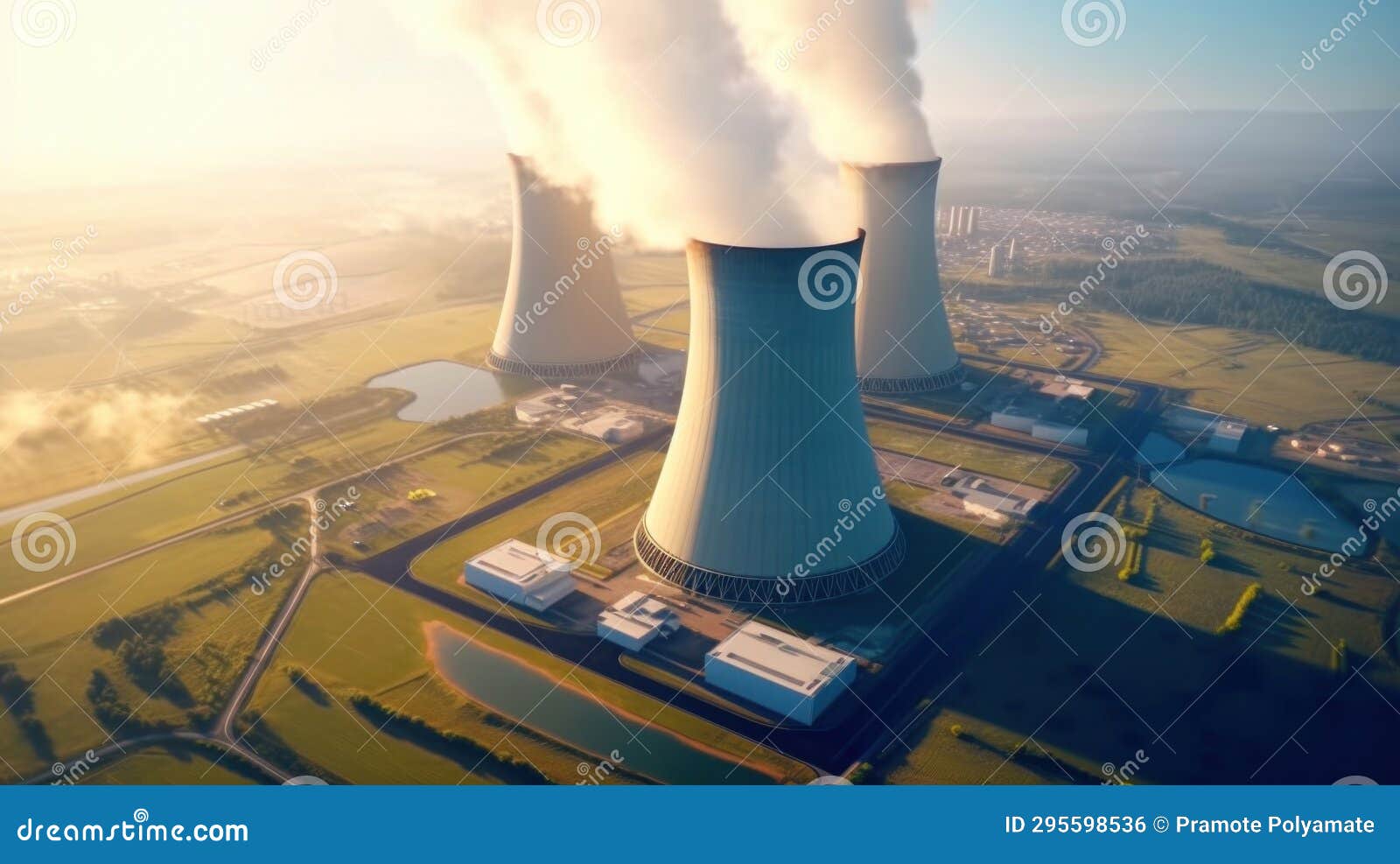 Aerial View of Nuclear Power Plant Stock Illustration - Illustration of ...