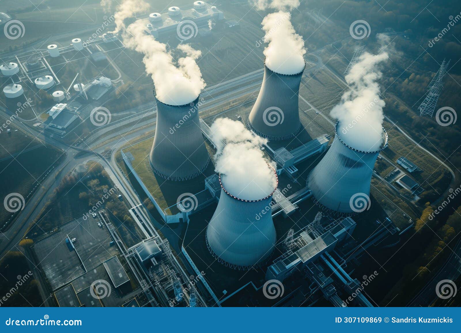 Aerial View of the Nuclear Power Plant. Generative AI Stock ...