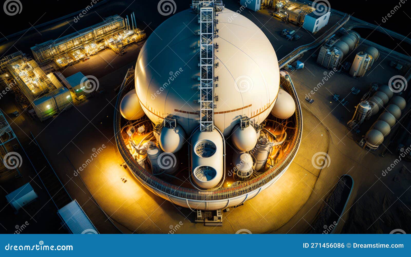 Aerial View of Nuclear Power Plant at Night. Generative AI Stock ...