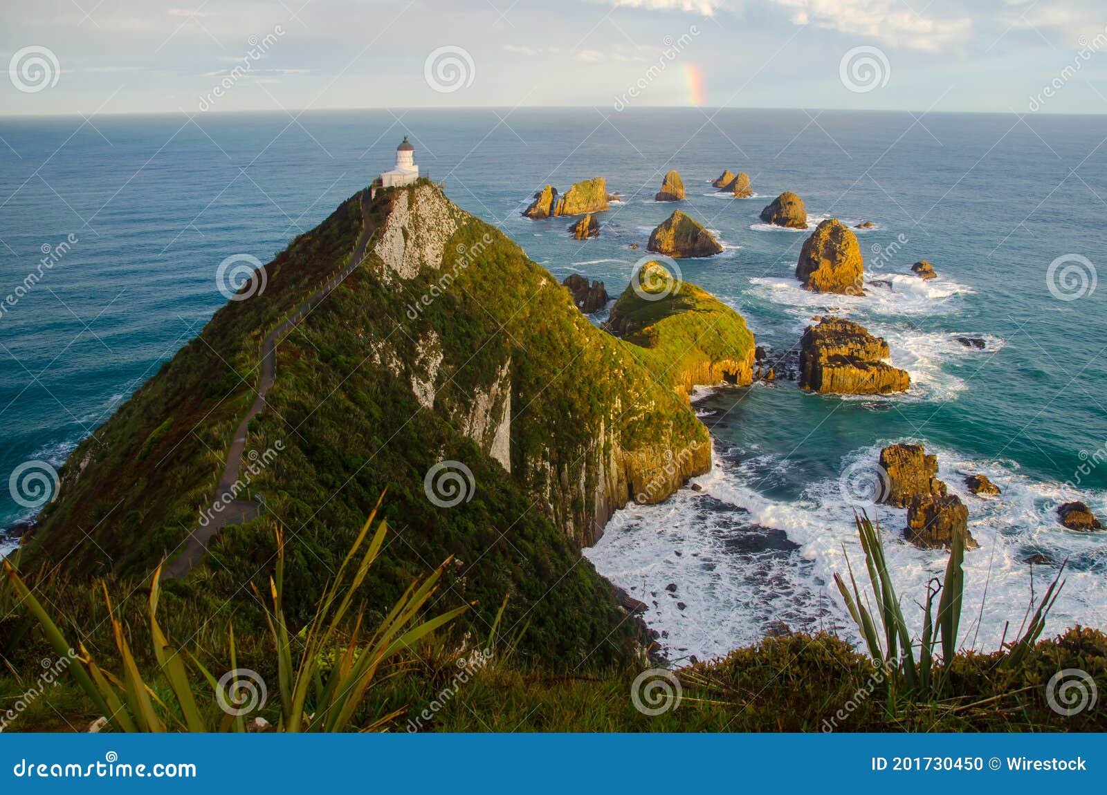 Aerial View of Nugget Point Lighthouse Stock Photo - Image of landmark ...