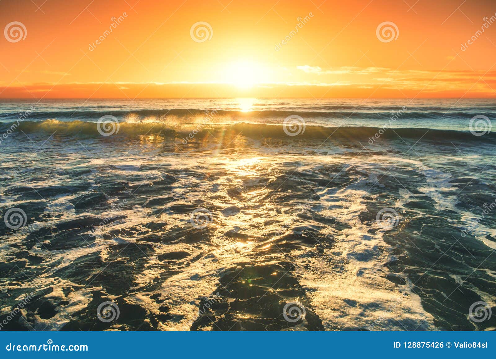 Aerial View of Ocean Waves at Sunrise Stock Photo - Image of paradise ...