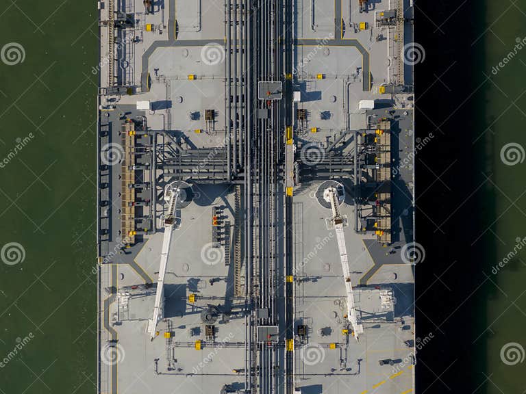 Aerial View Oil Tanker from Above Image. Middle Part of Tanker with ... Aerial View Oil Tanker from Above Image. Middle Part of Tanker with ...