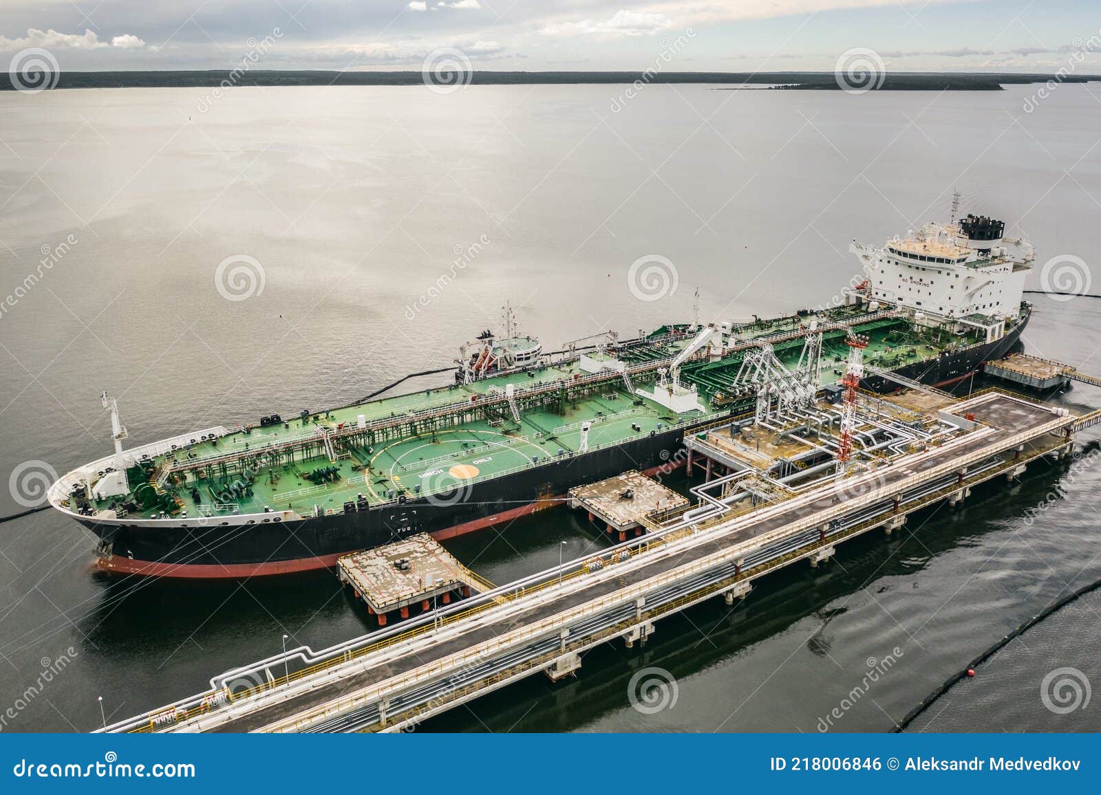 Aerial View of Oil Tanker in Port Stock Photo - Image of cargo ...