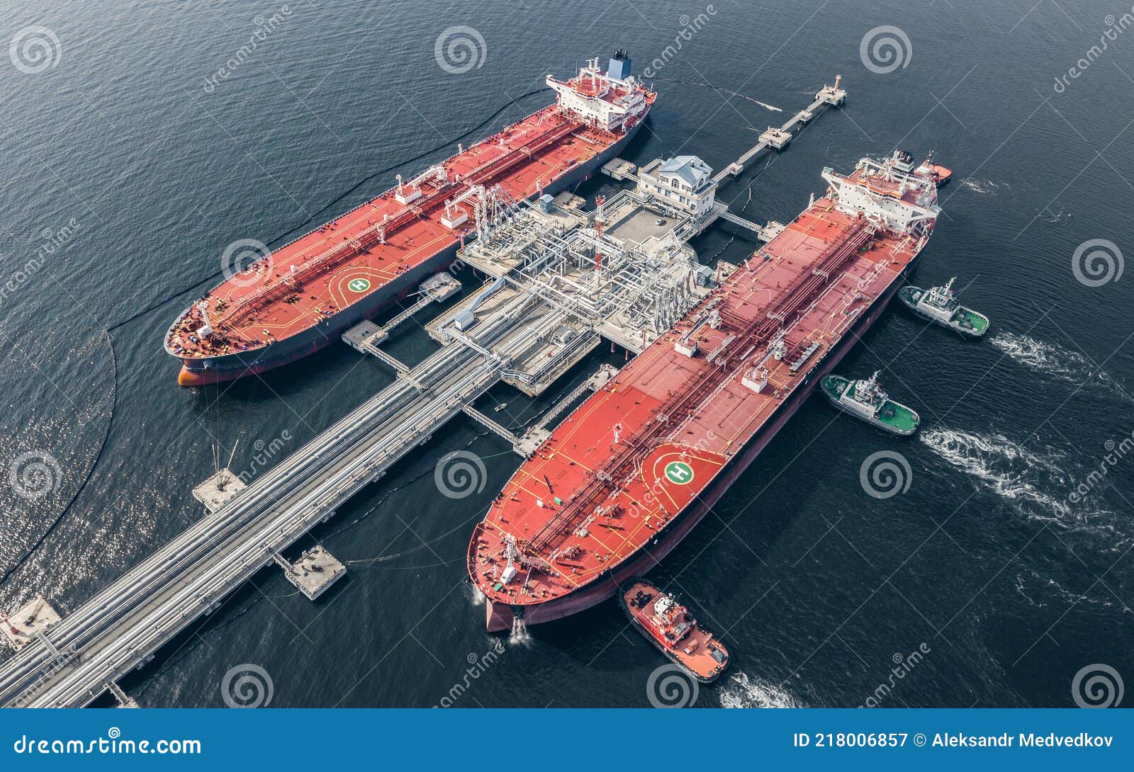 Aerial View of Oil Tankers in Port Stock Image - Image of port, global ...