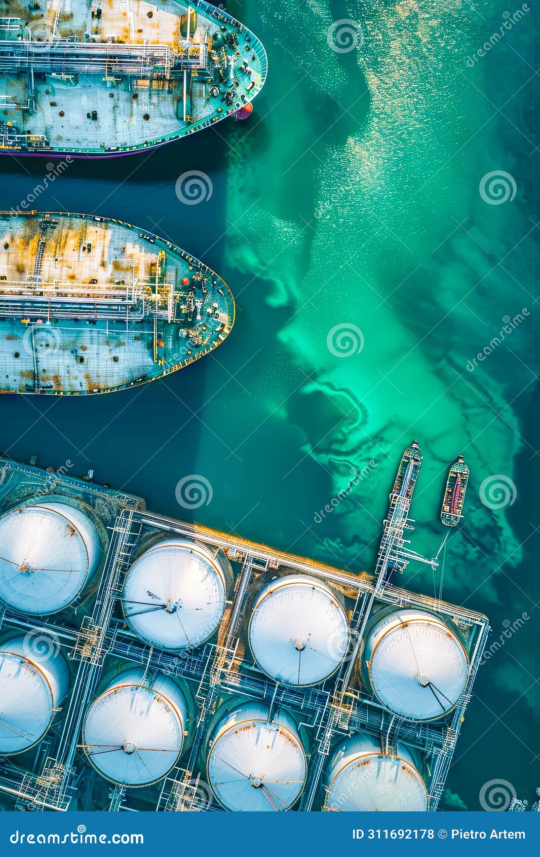 Aerial View of an Oil Terminal Storage Tank Stock Photo - Image of port ...