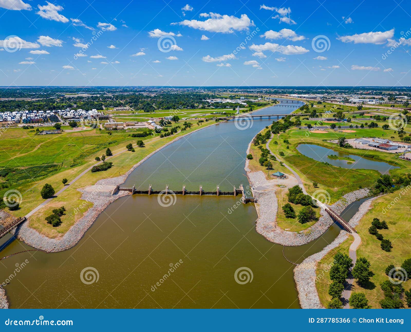 Aerial View of Oklahoma River Landscape Stock Photo - Image of people ...