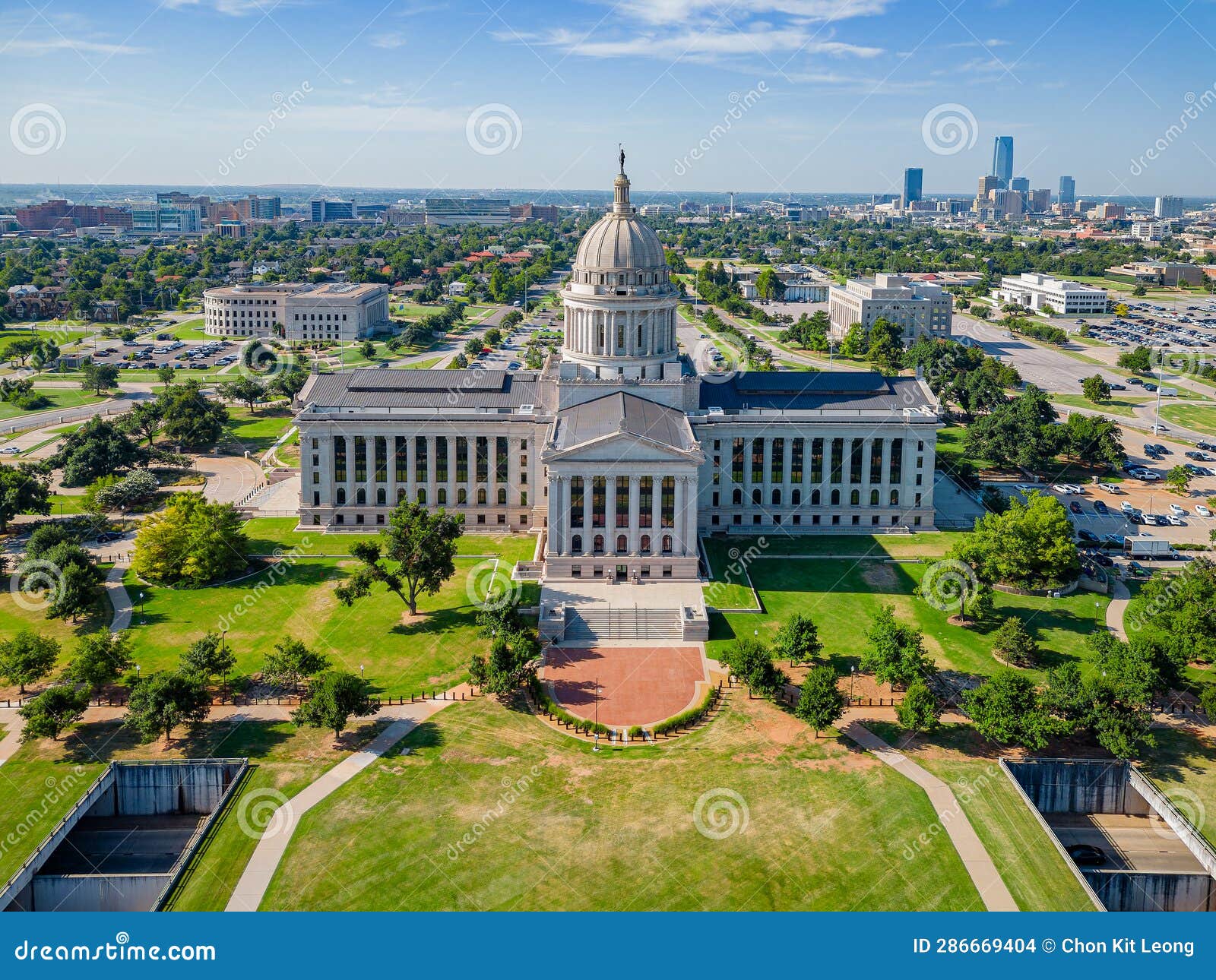 Aerial View of the Oklahoma State Capitol and Dowtown Cityscape ...