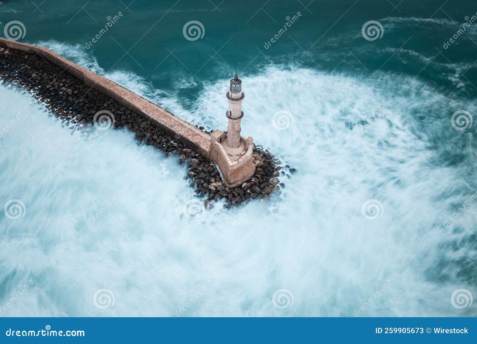 Aerial View of an Old Lighthouse in the Sea Stock Image - Image of ...