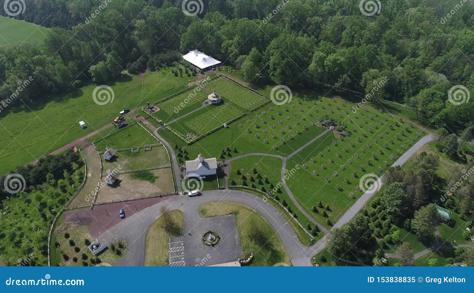 Aerial View of Old Restored Barns on a Spring Day Stock Image - Image ...