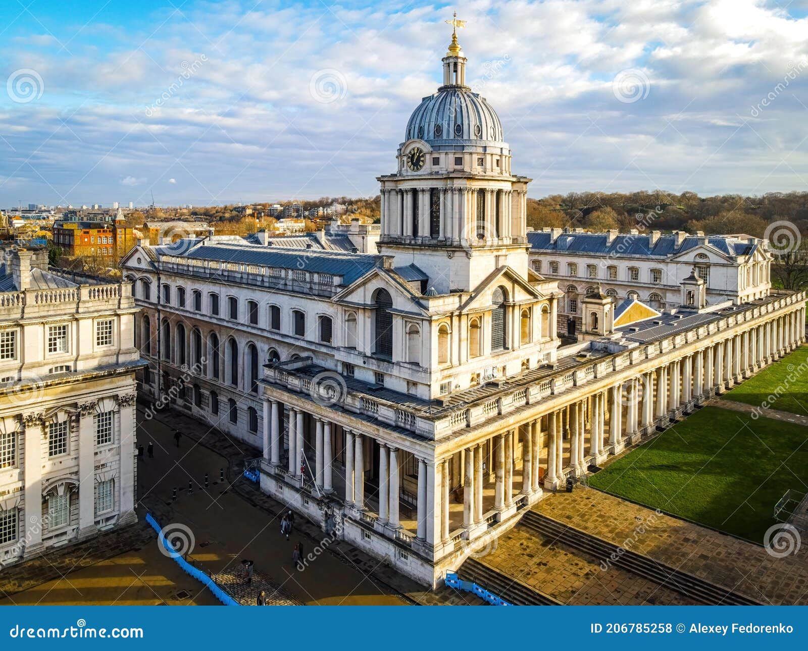 Aerial View of Old Royal Naval College in Greenwich, London Stock Photo ... Aerial View of Old Royal Naval College in Greenwich, London Stock Photo ...