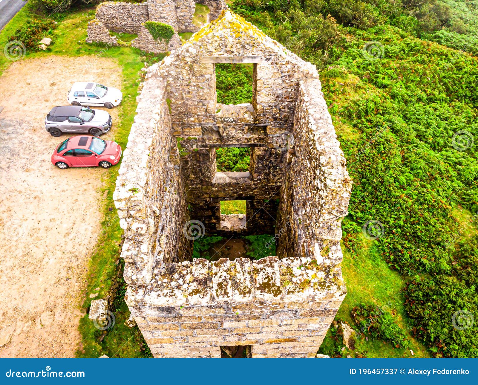Aerial View of Old Tin Mines in Cornwall Stock Image - Image of hills ...