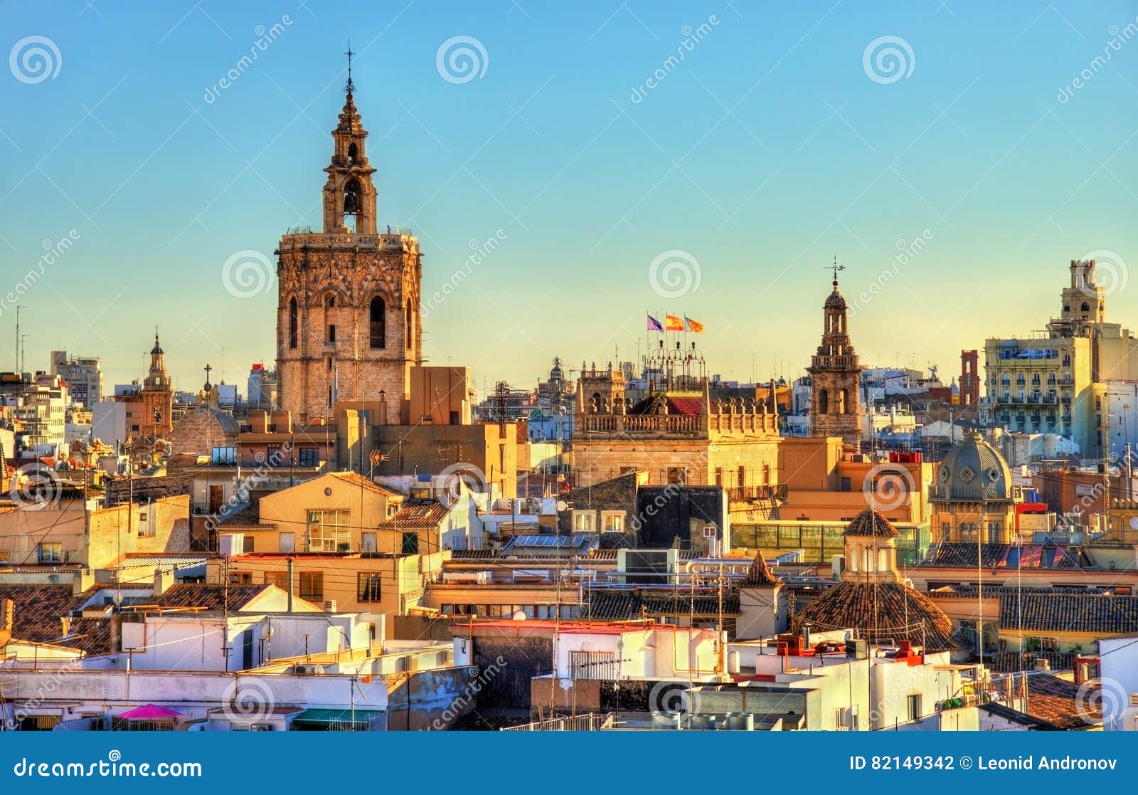 Aerial View of the Old Town in Valencia from Serranos Gate - Spain ...