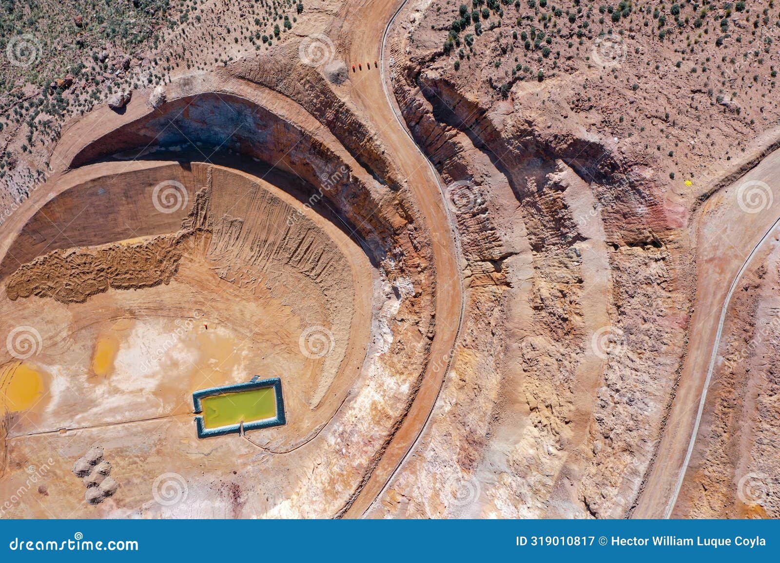 AERIAL VIEW of OPEN PIT MINE with ENVIRONMENTAL REMEDIATION Stock Image ...