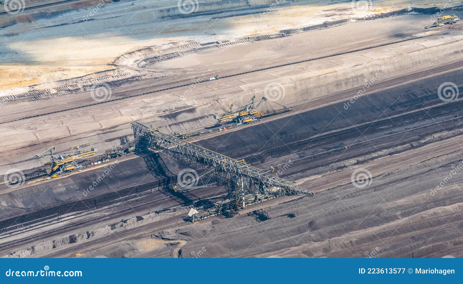 Aerial View of an Open Pit Mine in Germany with Brown Coal Digging by ...
