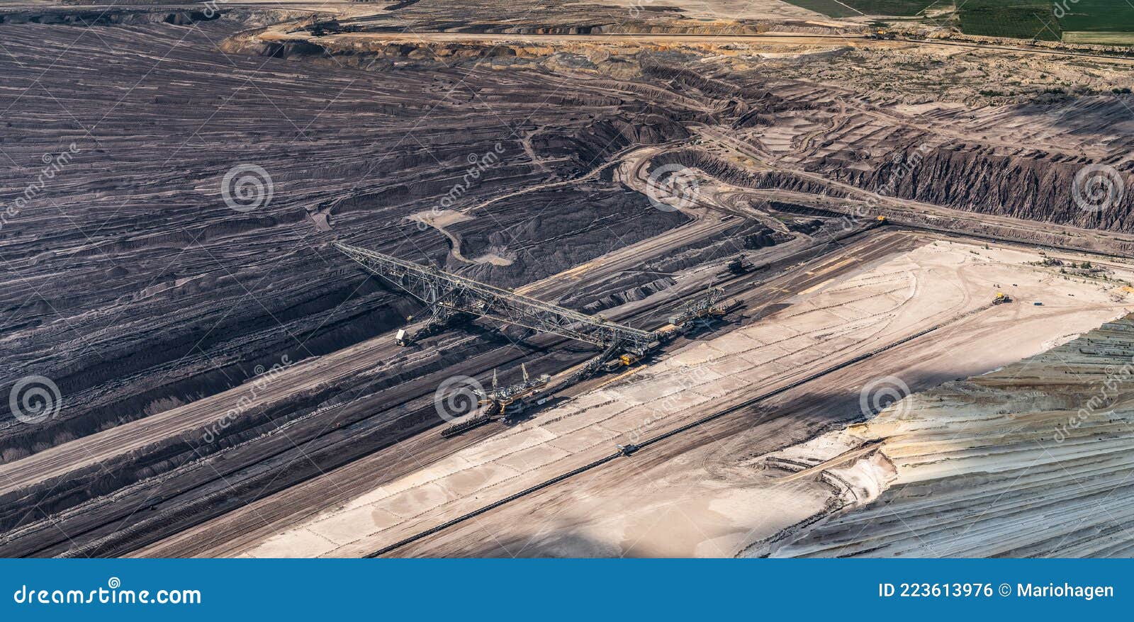Aerial View of an Open Pit Mine in Germany with Brown Coal Digging by ...