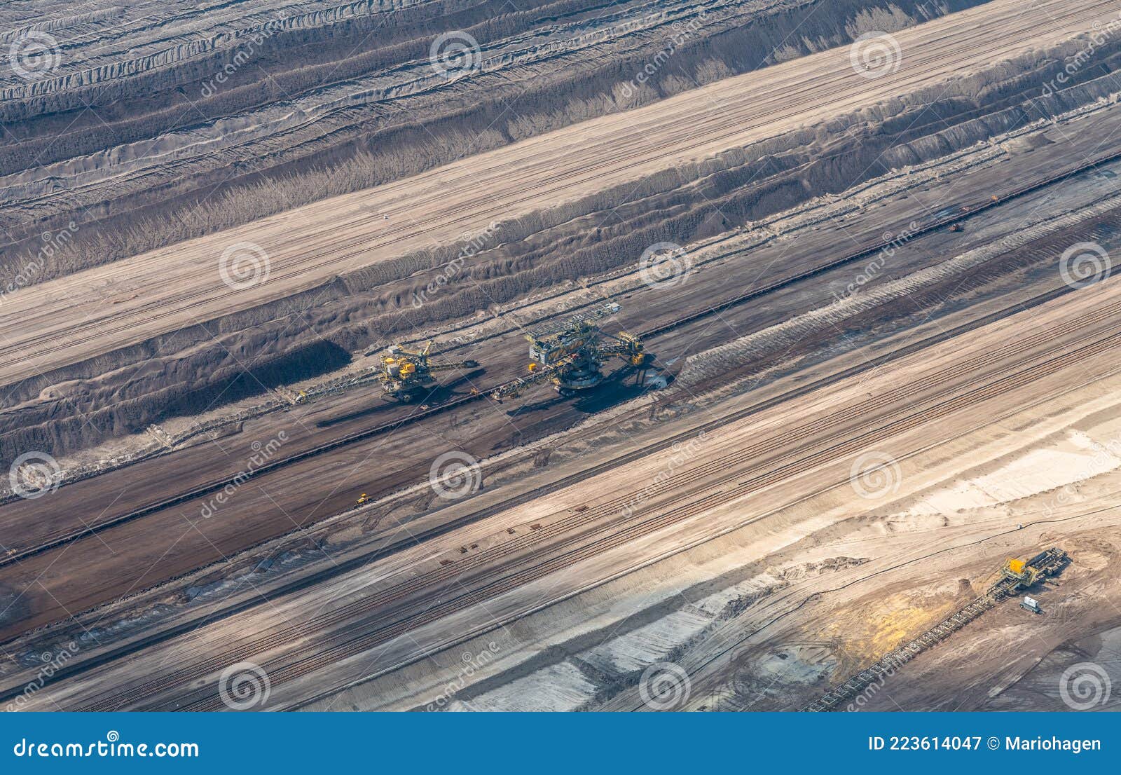 Aerial View of an Open Pit Mine in Germany with Brown Coal Digging by ...