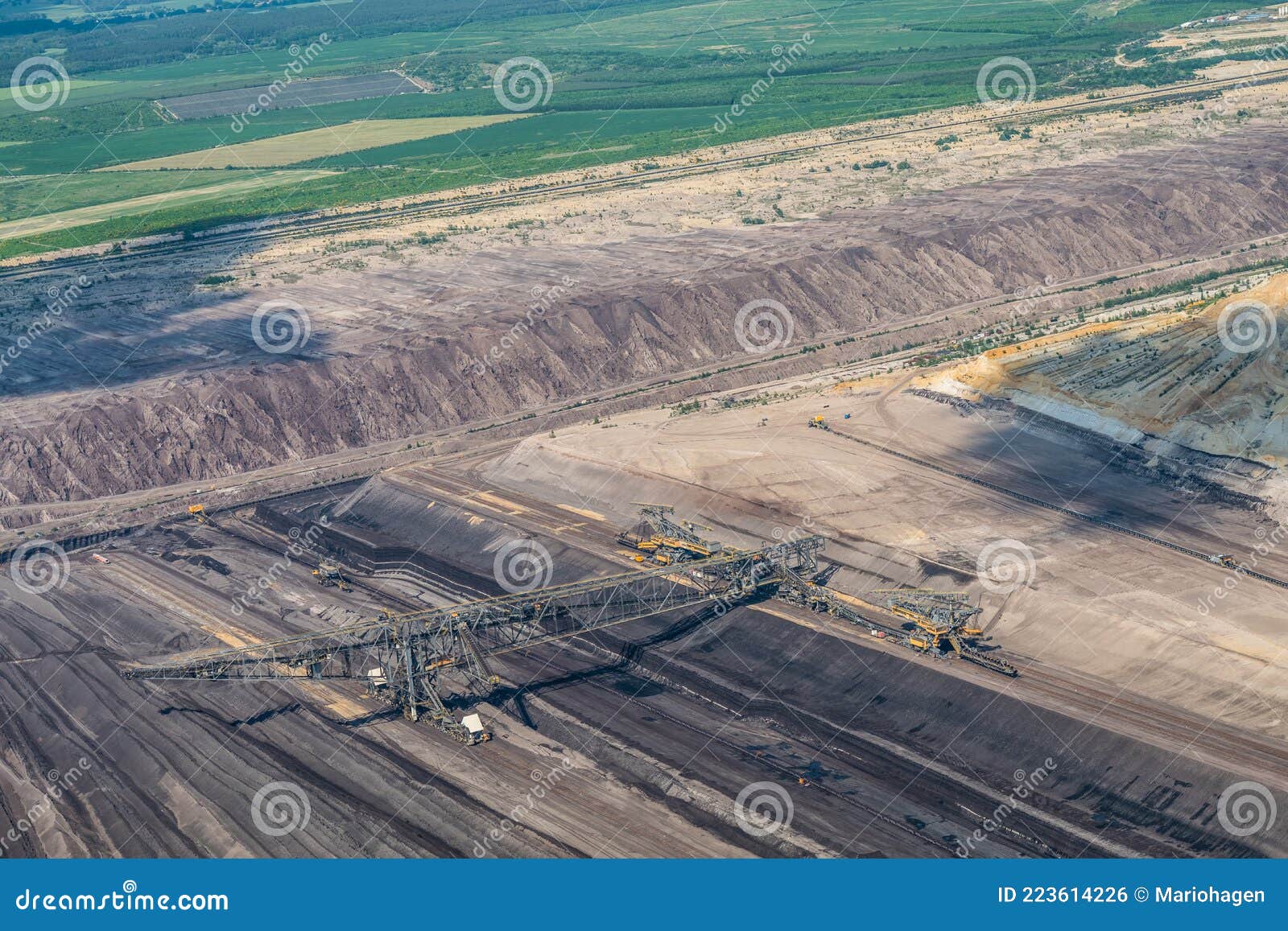 Aerial View of an Open Pit Mine in Germany with Brown Coal Digging by ...