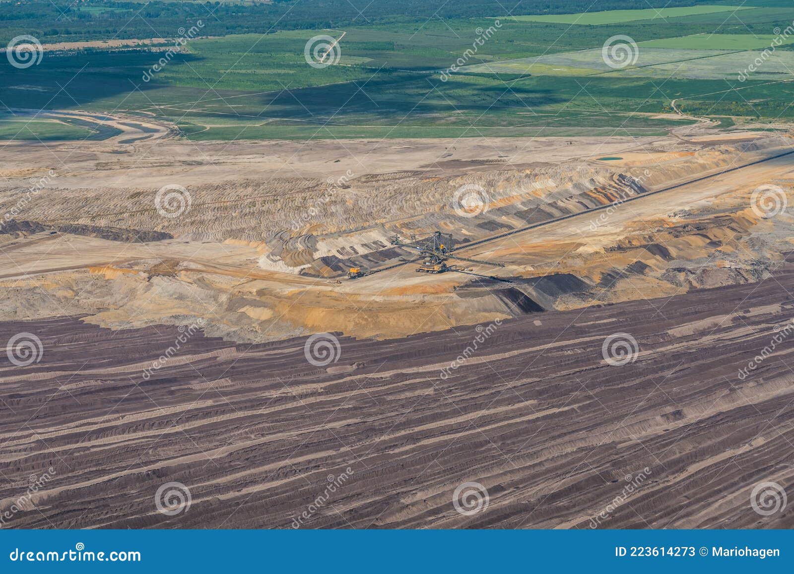 Aerial View of an Open Pit Mine in Germany with Brown Coal Digging by ...