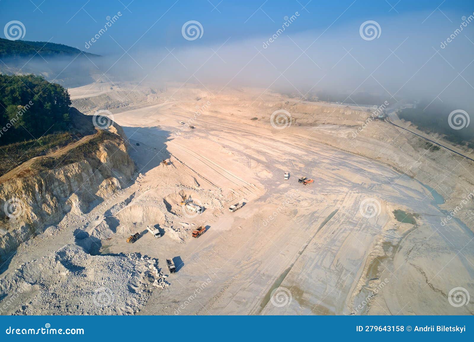 Aerial View of Open Pit Mining of Limestone Materials for Construction ...