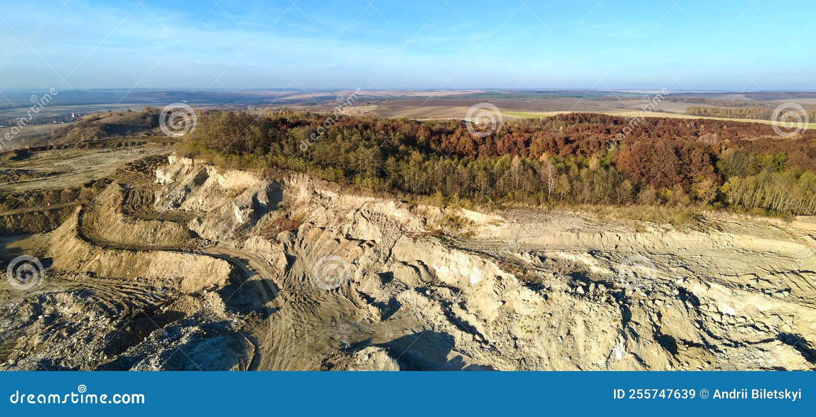 Aerial View of Open Pit Mining Site of Limestone Materials for ...