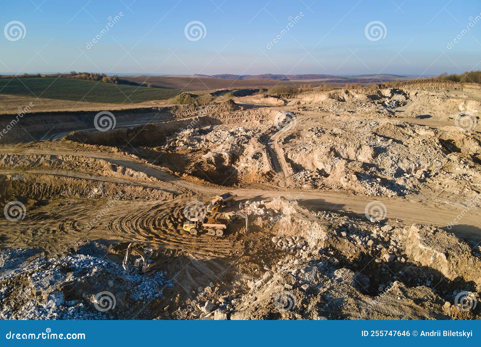 Aerial View of Open Pit Mining Site of Limestone Materials for ...