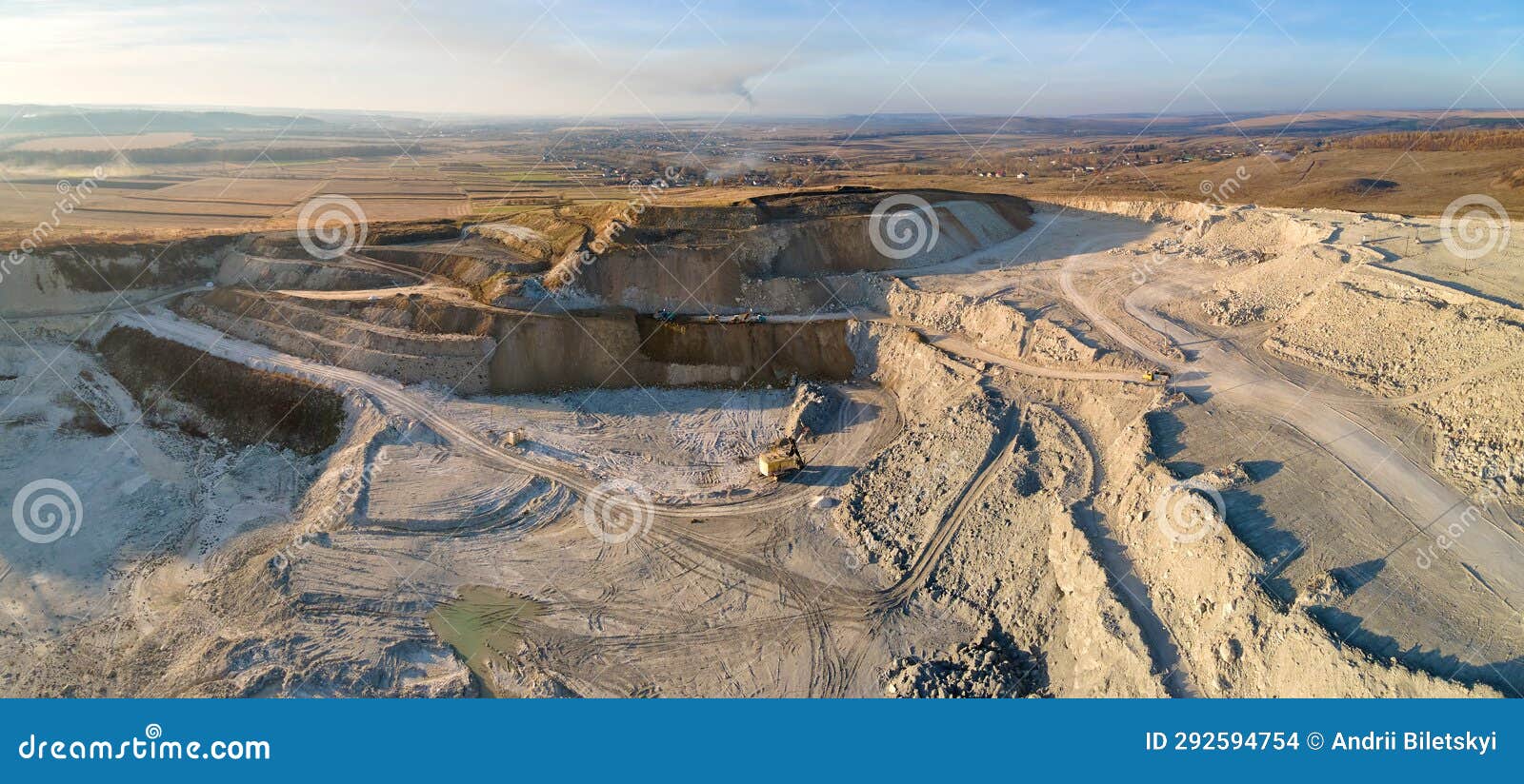 Aerial View of Open Pit Mining Site of Limestone Materials for ...