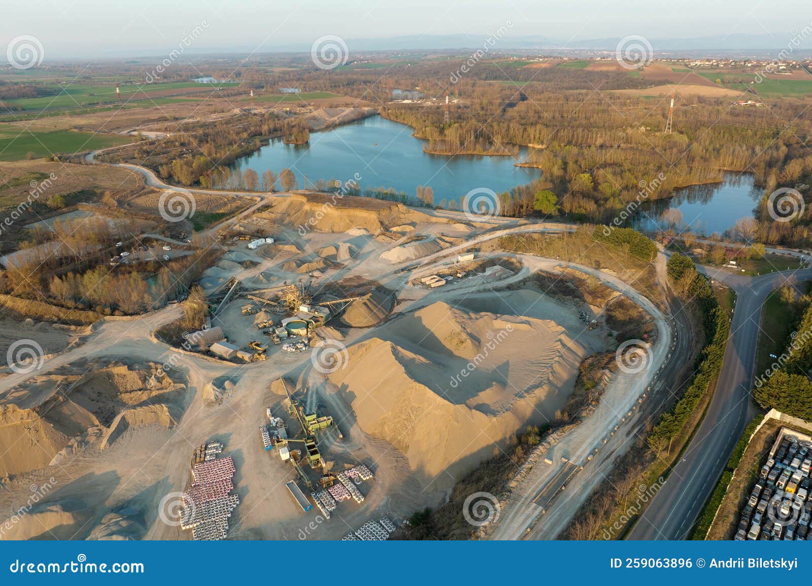 Aerial View of Open Pit Mining Site of Limestone Materials Extraction ...
