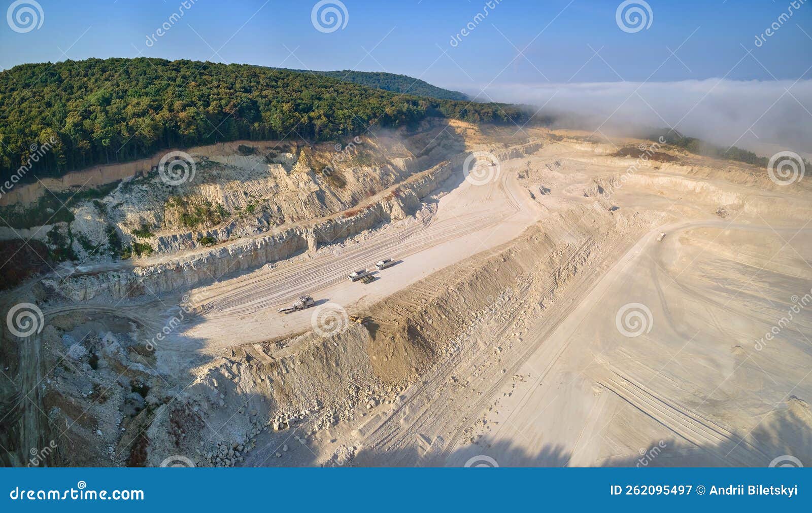 Aerial View of Open Pit Mining Site of Limestone Materials Extraction ...