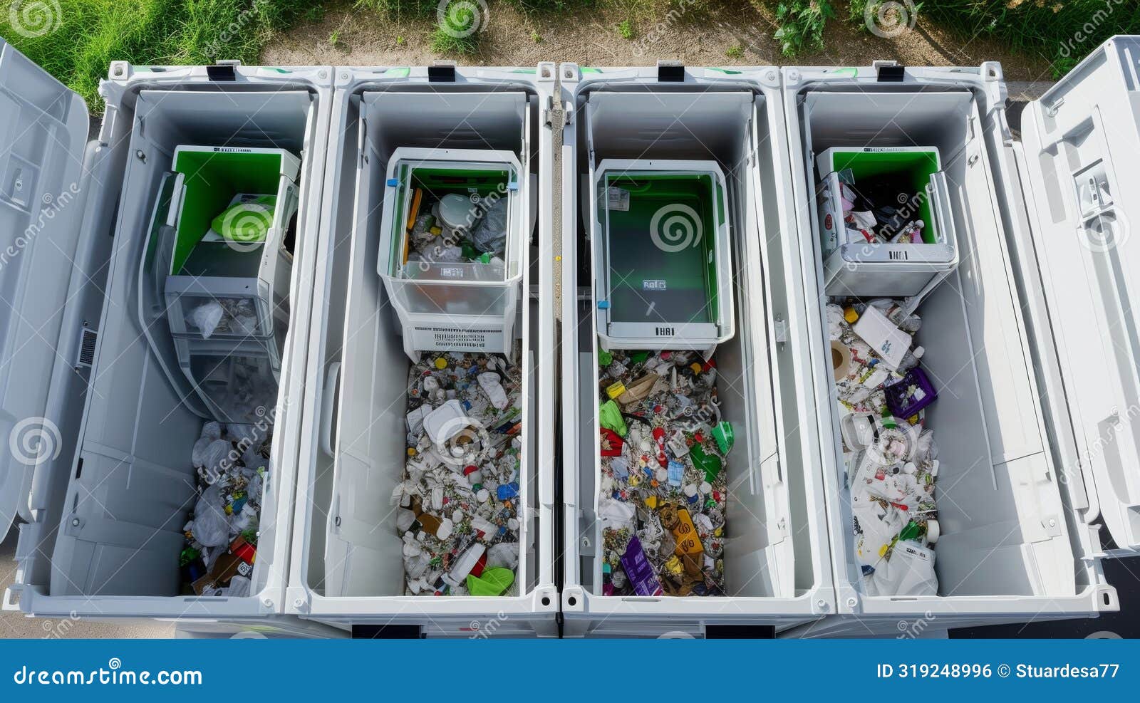 Aerial View of Open Waste Sorting Containers Stock Photo - Image of ...
