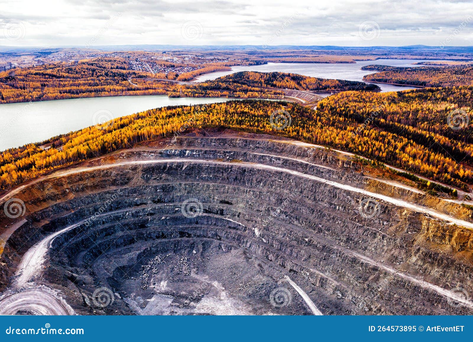 Aerial View of Opencast Mining of Iron Ore. Environmental Pollution ...