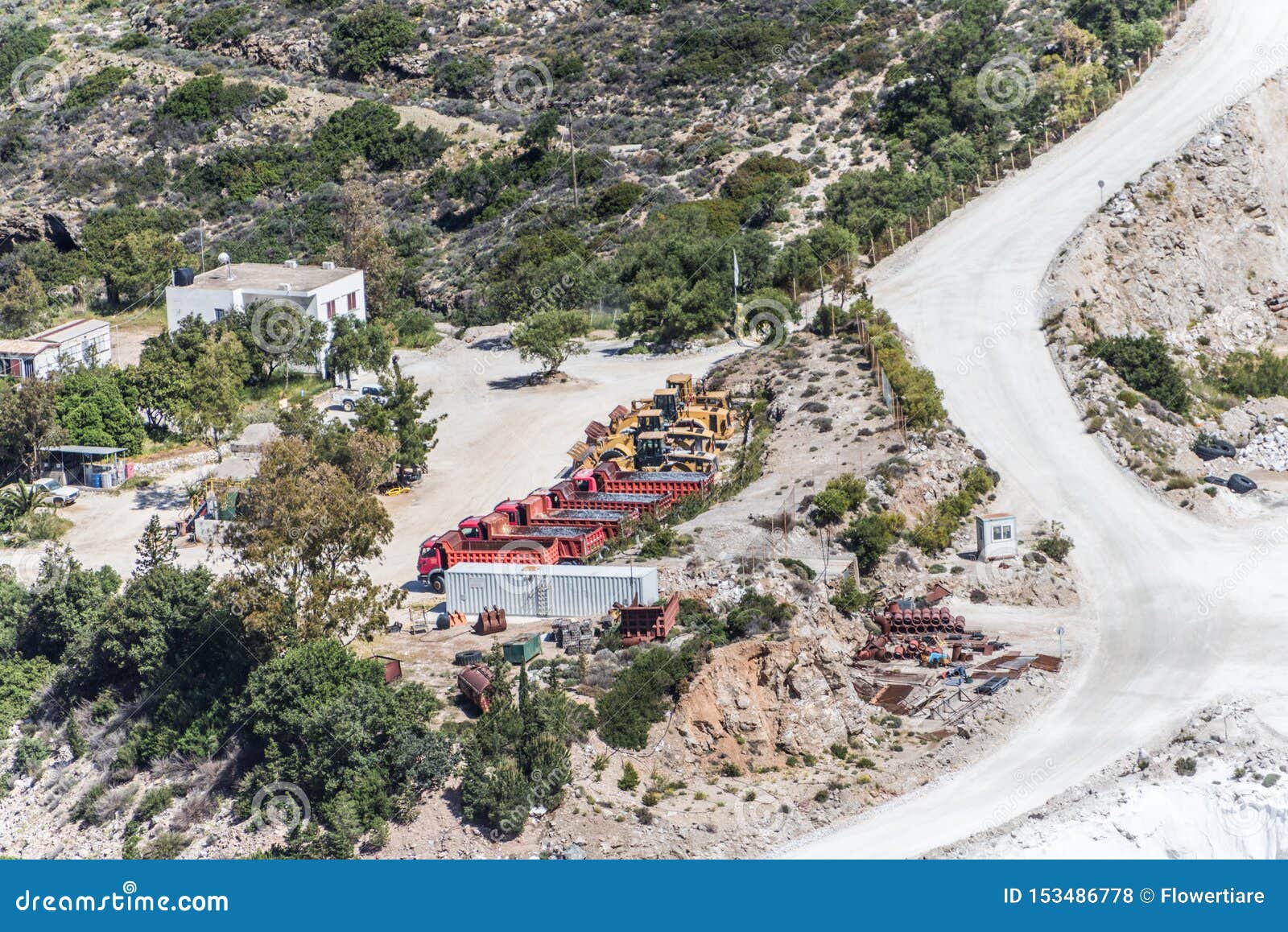 Aerial View of Opencast Mining Quarry with Lots of Machinery at Work ...