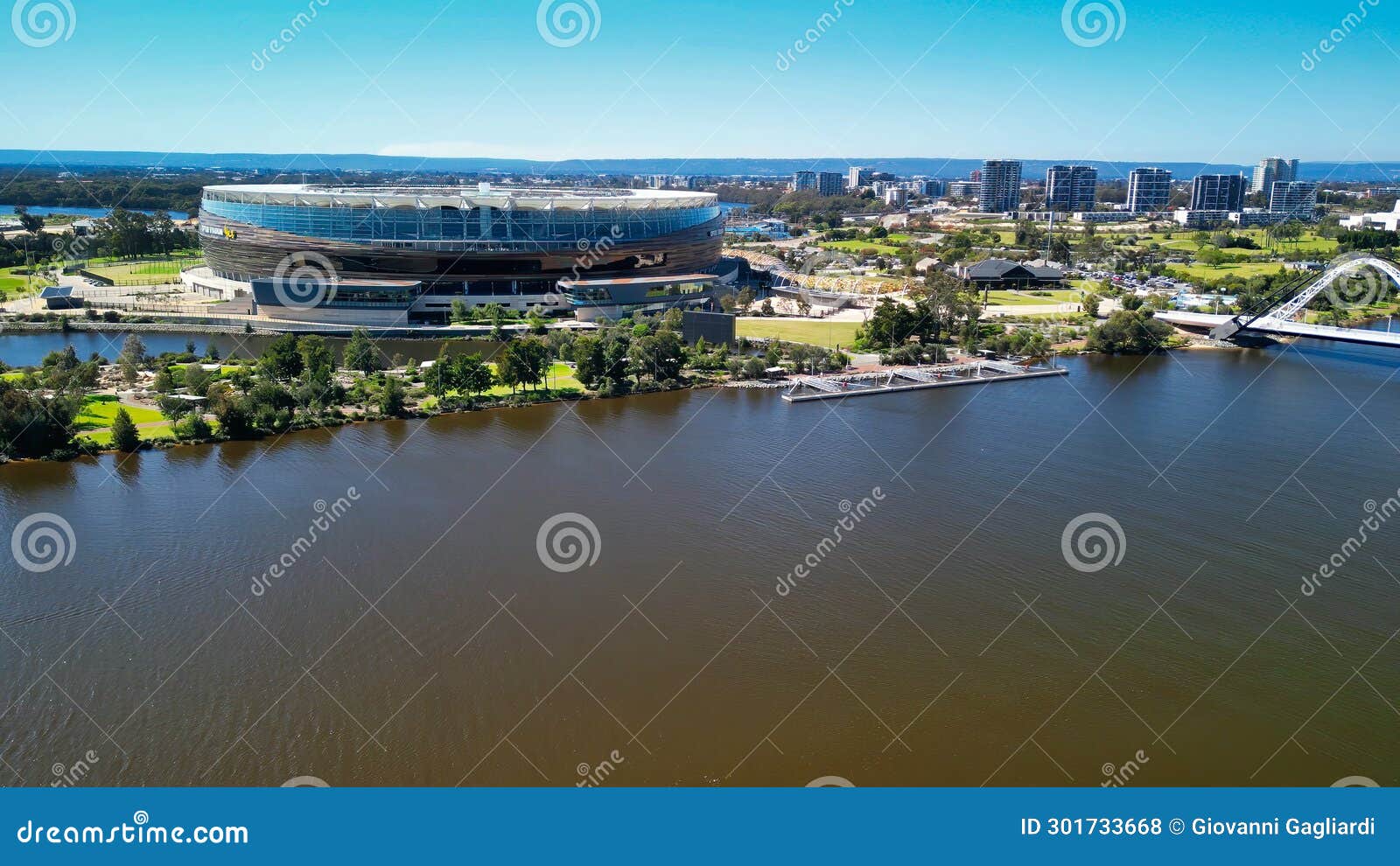 Aerial View of Optus Stadium and Swan River in Perth Editorial Stock ...
