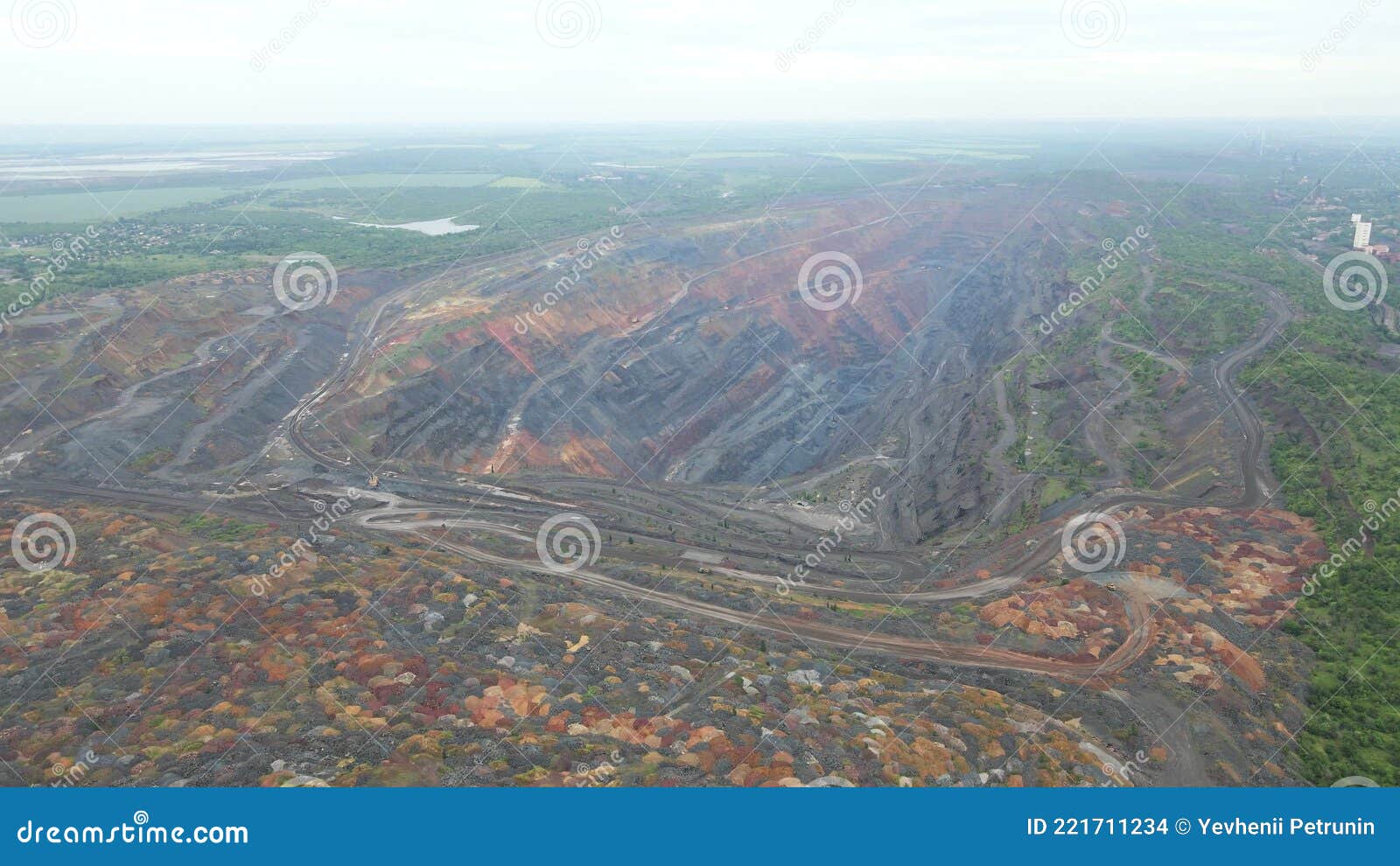 Aerial View of Ore Quarry Heavy Industry Pollution Stock Footage ...