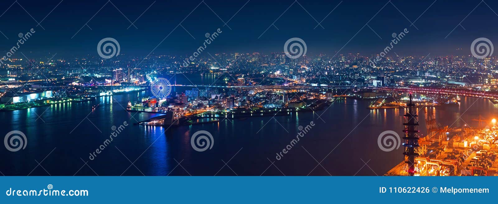 Aerial View of the Osaka Bay Harbor Area Stock Photo - Image of asia ...