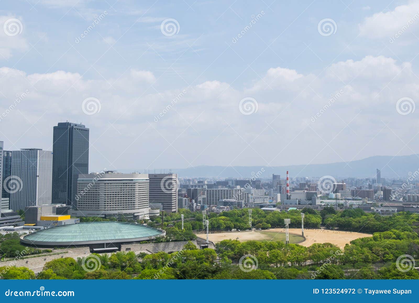 Aerial View of Osaka from Osaka Castle, Japan Stock Photo - Image of ...
