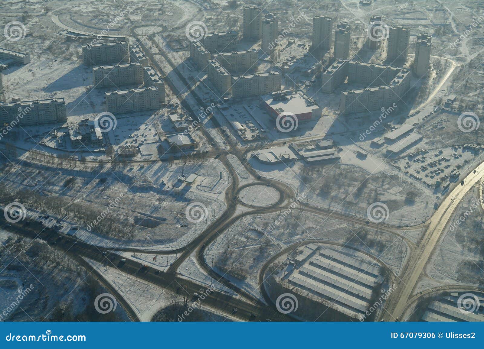 Aerial view over city. stock photo. Image of country - 67079306
