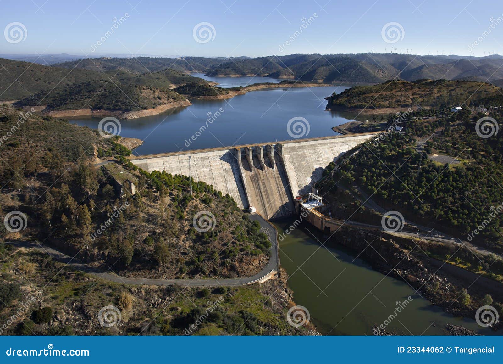 Aerial view over a dam stock photo. Image of generator - 23344062