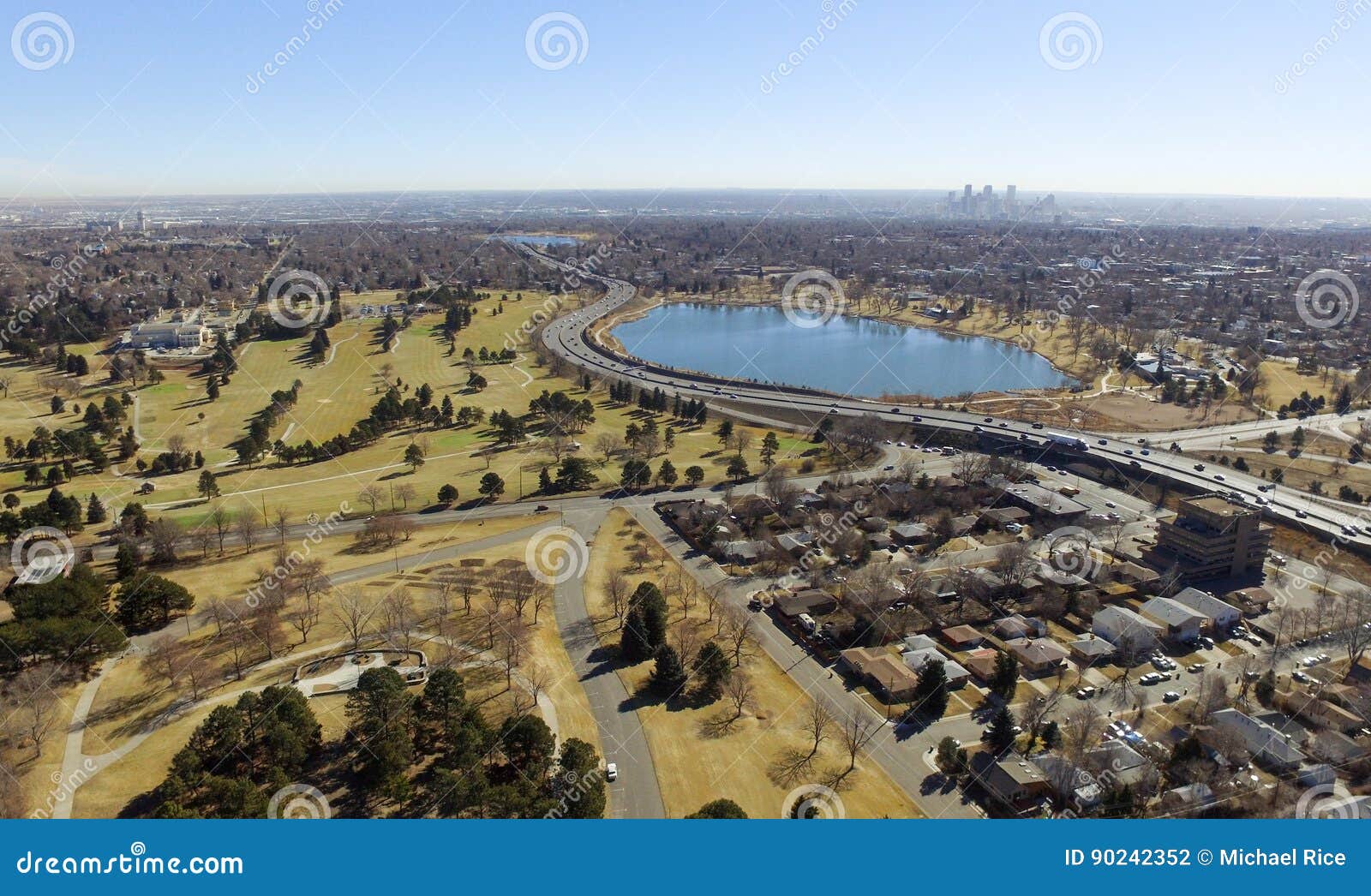 Aerial View Over Denver and Berkeley Lake Stock Photo - Image of field ...
