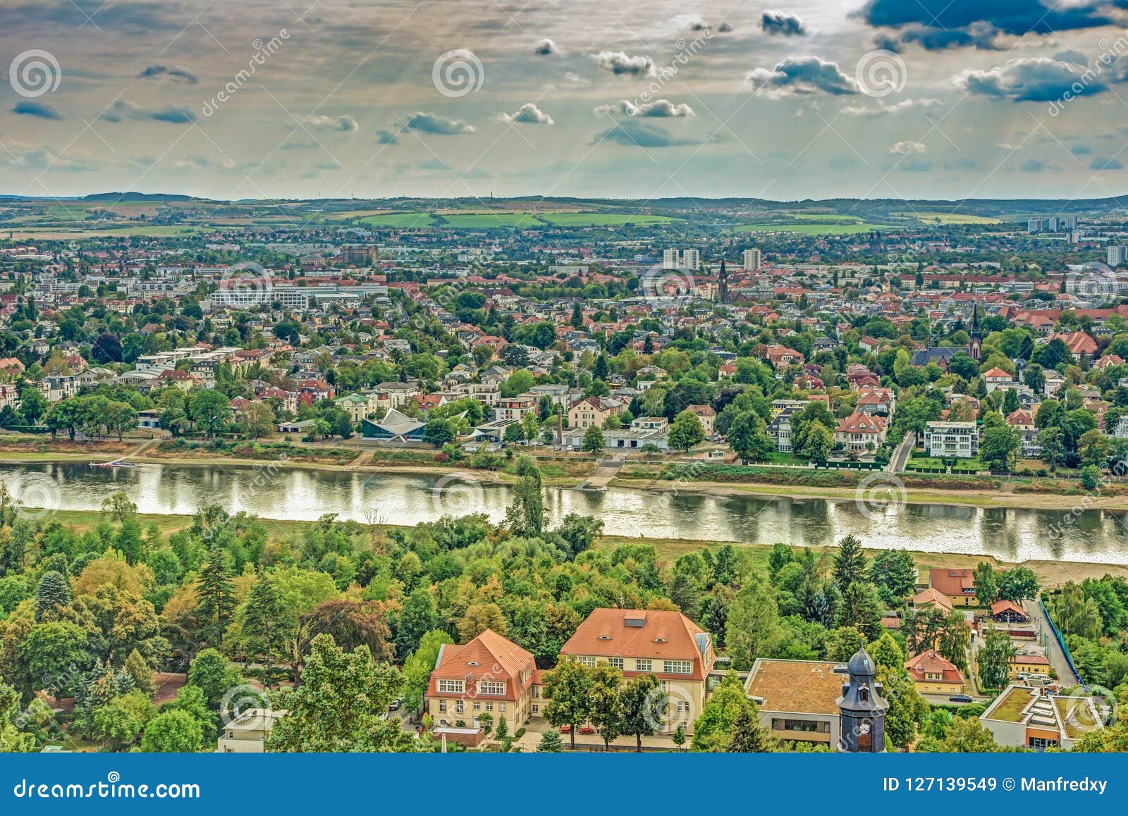 Aerial View Over Dresden and the River Elbe Stock Image - Image of ...