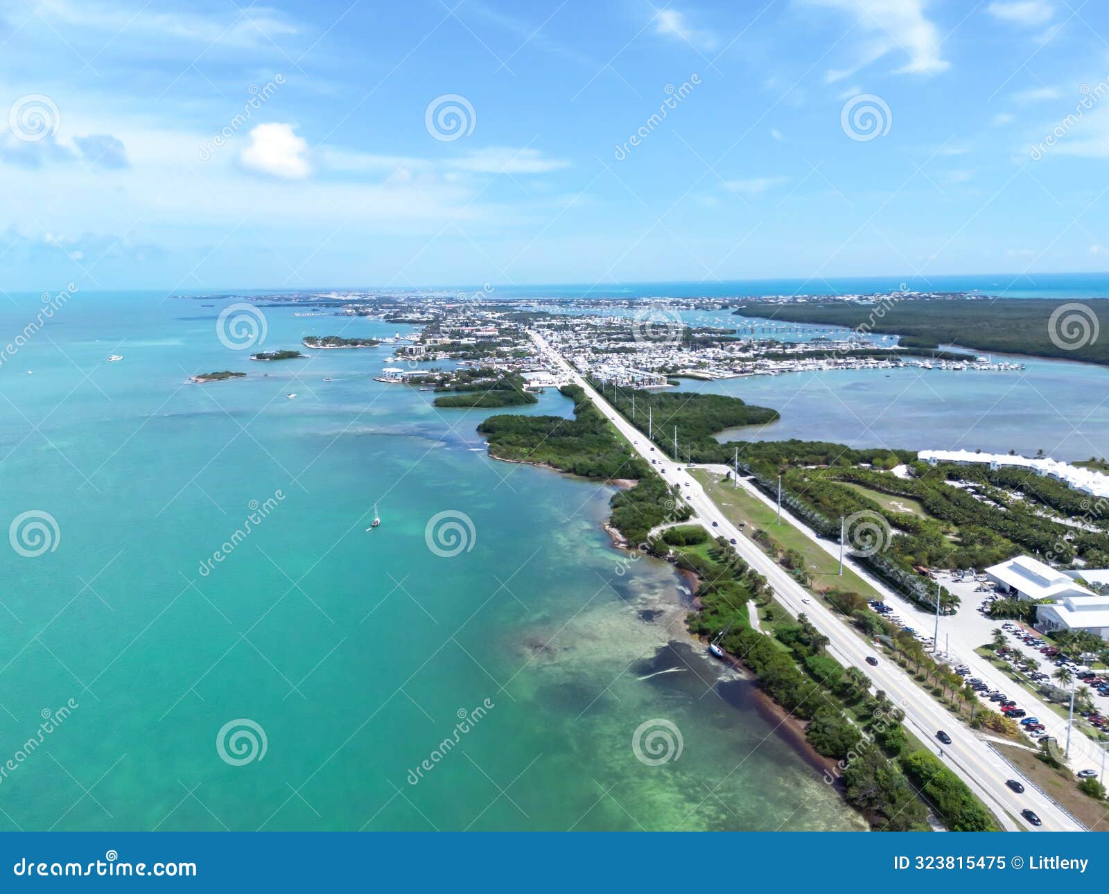 Aerial View Over the Florida Keys with Beautiful Community in View ...