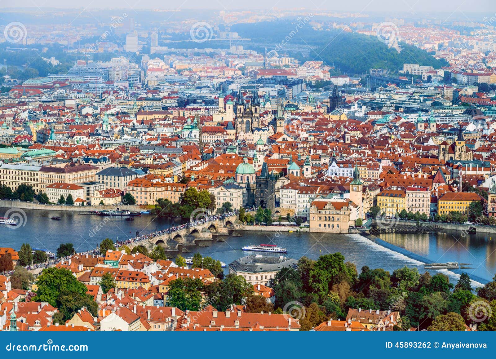 An aerial view over Prague stock photo. Image of cityscape - 45893262